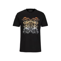 19V69 Italia T-Shirt 'Rafael New Baroque 2' Herren Größe XL pastellgelb / grau / orange / schwarz
