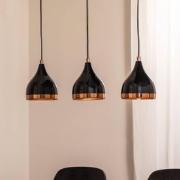 Opviq H&auml;ngeleuchte Yildo, L&auml;nge 65 cm, schwarz/kupfer, Metall