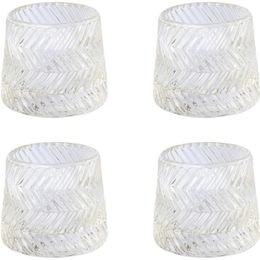 Teelichthalter CREATIV DECO "Weihnachtsdeko", transparent, H:7cm Ø:8cm, Glas, Kerzenhalter, mit wellenförmiger Struktur