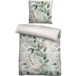 Bettwäsche Biberna "0614471", fichte, B/L: 135cm x 200cm, 1 Stk., 1 Stk., Satin, B/L: 80cm x 80cm, 2 Stk., Satin, Obermaterial: 100% Baumwolle, Bettwäsche, feiner Glanz + weicher Griff, pflegeleicht, ganzjährig einsetzbar, RV