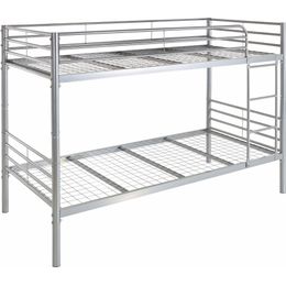 Etagenbett "Alex", silber (silberfarben), B:210cm H:143cm, ATLANTIC HOME COLLECTION, Etagenbetten, Etagenbett, inkl. Lattenrost, Absturzsicherung und Leiter aus Metall