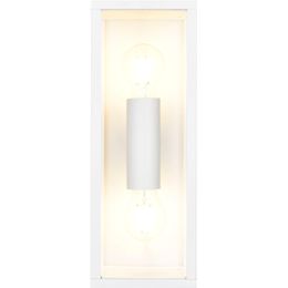 Trio LEUCHTEN Außen-Wandleuchte "GARONNE, Fassadenbeleuchtung, Wandlampe exkl 2x E27 max 10W, IP44", weiß matt, 2, H: 38cm, 1 Stk., Leuchten, Wandleuchte Garten Terrasse, mit Glasschirm Höhe 38cm Breite 14cm
