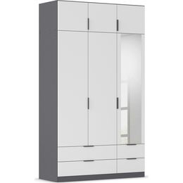 Kleiderschrank Rauch "Drehtürenschrank Schrank Garderobe Ankleide Schlafzimmer LAGOA", graumetallic, alpinweiß, B:136cm H:235cm T:54cm, Holzwerkstoff, Schränke, geräumige Schubladen, 3 Breiten, optional mit Aufsatz MADE IN GERMANY