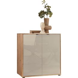 Kommode Wiemann "Cardiff Sideboard, Wäscheschrank, teilmassiv Bianco-Eiche, 80 cm", braun, Bianco-Eiche,Front Glas Champagner, Eiche, Sideboards, verschiedenen Ausführungen, inklusive Einlegeboden
