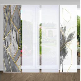 Schiebegardine HOME IN GREEN "SIGNUM" Gr. 1, grau, B:60cm H:245cm, Polyester, Gardinen, SET DIGITALDRUCK,BAMBUSOPTIK RECYCELT