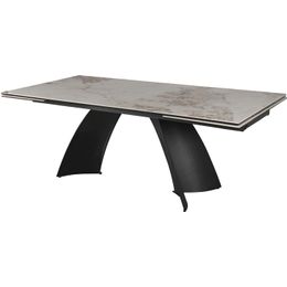 Esstisch Home Affaire "Tangularis", schwarz (minas, schwarz, weiß), B:180cm H:76cm T:90cm, Keramik;Beine Metall, Tische, erweiterbar mit 2 Auszügen auf 260