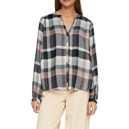 Langarmbluse s.Oliver, Damen, Gr. 46, grau (asphalt check), Web, Obermaterial: 50% Modal, 50% Viskose, kariert, regular fit taillenbedeckt, V-Ausschnitt, Bündchen, Blusen, mit Karo Muster