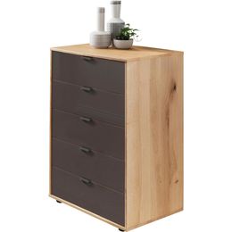 Schubkastenkommode Wiemann "Cardiff Sideboard, Wäscheschrank, teilmassiv Bianco-Eiche, Schubladen", braun, B:60cm, Sideboards, Schubkästen inklusive Selbsteinzug und Dämpfung