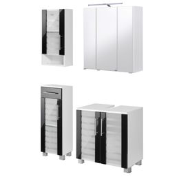 Badmöbel-Set Welltime "Jaca", grau (anthrazit), Kastenmöbel-Sets, Badmöbel-Set mit hochglanz Fronten
