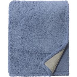 Wohndecke HECHTER PARIS "0238003", blau, B:150cm L:200cm, Polyester, Wohndecken, Sherpa Wohndecke, Kuscheldecke, superweich, bequem, wohlig warm