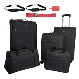 Trolleyset Travel Pal "Reisegepäck Trolley-Set PALMA", schwarz, Polyester, unifarben, Koffer-Sets, 3 Koffer S/M/L, Reisetasche, Fliegetasche, Kofferanhänger, Koffergurt