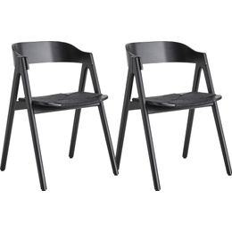 Holzstuhl HAMMEL FURNITURE "Findahl by Hammel Mette", schwarz (schwarz, schwarz), B:52cm H:75cm T:54cm, Geflecht Wasserhyazinthe, Massivholz, Stühle, Massivholz, mit Flechtsitz, versch. Farbvarianten