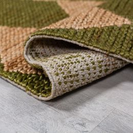 Teppich FLAIR RUGS "Effie Diamond", gr&uuml;n, B:60cm H:5mm L:230cm, Baumwolle, Jute, Teppiche, Teppich, handgekn&uuml;pft