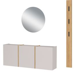 Garderoben-Set Germania "GW-Libbiano Plus", kaschmir, navarra, eiche, nachbildung, B:168cm H:200cm T:29cm, Glas, Metall, Spanplatte, Kastenmöbel-Sets, 3-tlg. Set