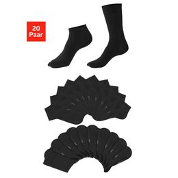 H.I.S. Basicsocken H.I.S, Damen, Gr. 43-46, 20x schwarz, Baumwollmischung, unifarben, elastisch, Socken, zwei Längen im Kombi Pack