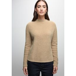 Rundhalspullover Street One, Damen, Gr. 40, sanded beige, Web, Obermaterial: 78% Polyamid, 12% Polyacryl, 10% Baumwolle, unifarben, normal hüftbedeckend, Rundhals, Pullover, in softer Federgarn-Qualität