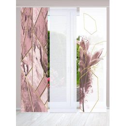Schiebegardine HOME IN GREEN "SIGNUM" Gr. 1, rosa, B:60cm H:245cm, Polyester, Gardinen, SET DIGITALDRUCK,BAMBUSOPTIK RECYCELT