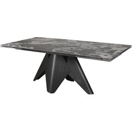 Esstisch Home Affaire "Tangularis", schwarz (schwarz, schwarz, schwarz), B:200cm H:76cm T:90cm, Keramik;Beine Metall, Tische, erweiterbar mit 2 Auszügen auf 300