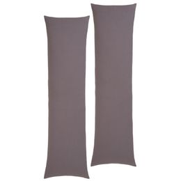 Kissenbezüge Home Affaire "Cremona3 Kissenbezug für Seitenschläferkissen, OEKO-TEX zertifiziert", grau (anthrazit), B:140cm L:40cm, Jersey, Obermaterial: 100% Baumwolle, Kissenbezüge