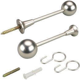 Raffhalter Liedeco, braun (chromfarben, matt), Metall, Raffhalter, f&uuml;r Gardinenstangen &Oslash; 16 mm