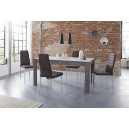 Essgruppe Inosign "Lynn160/Kate", grau (schieferfarben, anthrazit,), Microfaser, Sitzmöbel-Sets, Tisch mit 4 Stühlen