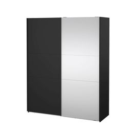 Schwebetürenschrank Home Affaire "Como, Kleiderschrank, Schlafzimmerschrank", schwarz matt, spiegel, B:178,5cm H:221cm T:66,6cm, FSC-zertifizierter Holzwerkstoff, Schränke, 1 Schwebetür, 1 Spiegelschiebetür, Kleiderstange, Einlegeboden