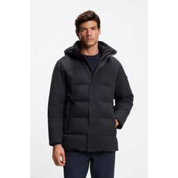 Daunenjacke BOSS Green "OW Block-X Parka", Herren, Gr. XL, dunkelblau402, Web, Obermaterial: 100% Polyester. Füllung: 80% Entendaune, 20% Entenfeder, unifarben, regular fit hüftbedeckend, hoch geschlossener Ausschnitt, eingesetzt Bündchen, Jacken, Stehkragen, Regular, abnehmbare Kapuze atmungsaktiv funktional Parka