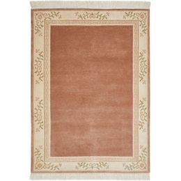 Wollteppich LUXOR living "Giza", rosa (altrosa), B:250cm H:12mm L:300cm, Obermaterial: 100% Wolle, Teppiche, reine Wolle, handgeknüpft, mit Bordüre und Fransen