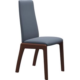 Polsterstuhl stressless "Laurel", blau (sparrow blau paloma, walnuss), B:57cm H:92cm T:59cm, Leder PALOMA: PALOMA ist ein durchgefärbtes Semianilin-Möbelleder mit natürlicher Narbung., Stühle, Low Back, Größe L, mit abgerundeten Beinen in Walnuss