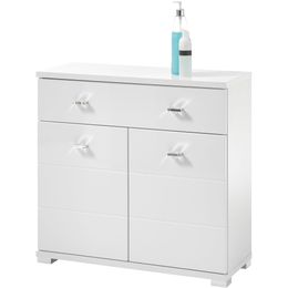 Midischrank BASIC BY BALCULINA "Pool, Badezimmerschrank BxHxT 76x73x31", weiß (weiß, weiß hochglanz), B:76cm H:73cm T:31cm, Holzwerkstoff, Schränke, Breite 76cm, Tür L/R montierbar