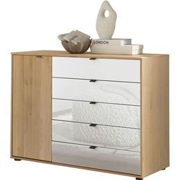 Kombikommode Wiemann "Cardiff Sideboard, Wäscheschrank, teilmassiv Erle, mit Schubladen", braun, Erle,Front Glas weiß, Erle, Sideboards, verschiedenen Ausführungen, inklusive Einlegeboden