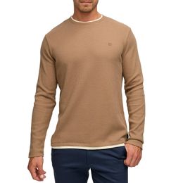 Langarmshirt INDICODE "INSigfinn", Herren, Gr. M, otter, Single Jersey, Obermaterial: 60% Baumwolle, 40% Polyester, unifarben, regular fit, Rundhals, Shirts