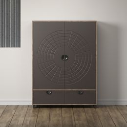 Highboard Inosign "Fusion", braun, B:120cm H:163cm T:42cm, FSC-zertifizierter Holzwerkstoff, Sideboards, Stauraumschrank mit besonderem Kreismuster - (B/T/H) 120/42/163 cm