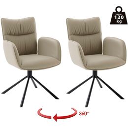 4-Fußstuhl MCA furniture "MARIN Esszimmerstuhl (2er Set) - Stuhl", braun (cappuccino, schwarz), B:61cm H:91cm T:66cm, Polyester, Stühle, 360 drehbar, Metall schwarz, beweglichen Rücken, belastbar 120 kg