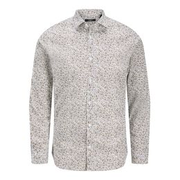 Jack & Jones Langarmhemd JACK & JONES "JPRBLABLACKPOOL STRETCH AOP LS SHIRT SN", Herren, Gr. XXL, N-Gr, weiß, Web, Obermaterial: 96% Baumwolle, 4% Elasthan, Modisch, slim fit, Hemden