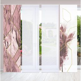 Schiebegardine HOME IN GREEN "SIGNUM" Gr. 1, rosa, B:60cm H:245cm, Polyester, Gardinen, SET DIGITALDRUCK,BAMBUSOPTIK RECYCELT