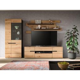 Wohnwand Inosign "REHAT, TOPSELLER, 3-teilig, Breite 280 cm, individuell stellbar", basalt grau, artisan nb, B:280cm H:190cm T:44cm, Spanplatte, Kastenmöbel-Sets, Kombination, Anbauwand, Set, Wohn-Set, Wohnzimmer-Set, Schrankwand