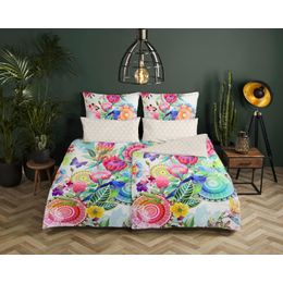 Wendebettwäsche HIP "Chess", bunt (multi, sanftes weiß, bunt), B/L: 155cm x 220cm, 1 Stk., 1 Stk., Satin, B/L: 80cm x 80cm, 2 Stk., Satin, Obermaterial: 100% Baumwolle, Bettwäsche, Mako-Satin, 135x200, Reißverschluss, Wendeoptik, Mandala, Bunt, weiß