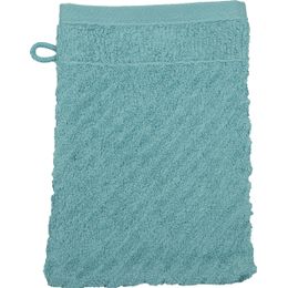 Waschhandschuh Ross "Smart", blau (lagune), B:16cm L:21cm, Frottier, Handtücher, Uni-Rippe mit Velourslabel