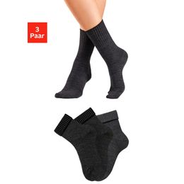 Umschlagsocken Lavana, Damen, Gr. 39-42, grau (2x anthrazit meliert, 1x grau meliert), Wolle, meliert, elastisch, Socken, fein gestrickt mit 53% Wolle
