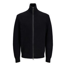 Jack & Jones Strickjacke JACK & JONES "JPRBLASTANDFORT KNIT CARDIGAN BF", Herren, Gr. L, schwarz, Strick, Obermaterial: 100% Baumwolle, unifarben, regular fit, hoch geschlossener Ausschnitt, Strickjacken