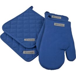Topflappen Ross "Exclusiv", blau, 100% Baumwolle, Topflappen, 2x Topflappen und 2x Grillhandschuh, 100% Baumwolle