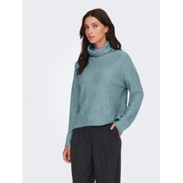 Rollkragenpullover Only "ONLARIZONA LS SEQUINS ROLLNECK PULL KNT", Damen, Gr. L, arona detail:melange, silber sequins, Strick, Obermaterial: 58% Polyacryl, 23% Nylon, 12% Polyester, 5% metallisierte Fasern, 2% Elasthan, meliert, regular fit, Pullover