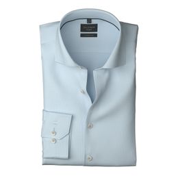 Langarmhemd OLYMP "No 6 six", Herren, Gr. 38, N-Gr, bleu, Web, Obermaterial: 97% Baumwolle, 3% Elastolefin, sehr schmal, 2-Knopf-Manschette, Hemden, Royal Kentkragen, Businesshemd, super slim fit