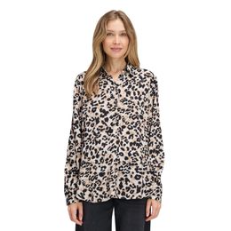 BETTY & CO Hemdbluse BETTY & CO "Damen Hemdbluse mit Print", Damen, Gr. 36, beige (beige, schwarz), Obermaterial: 100% Viskose., gerade normal, Blusen
