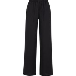 Stoffhose Urban Classics "Urban Classics Ladies Structured Wideleg Pants", Damen, Gr. S, US-Größen, schwarz, 85% Viskose, 15% Polyimid, unifarben, relaxed fit, Hosen