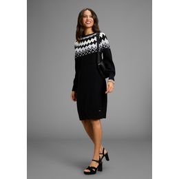 Strickkleid Laura Scott, Damen, Gr. 34, N-Gr, schwarz, grau, Strick, Obermaterial: 50% Viskose, 28% Polyester, 22% Polyamid, Jacquardmuster, gemustert, mehrfarbig, figurumspielend mini, Rundhals, Raglanärmel, Kleider, mit kuscheligem Norwegermuster - NEUE KOLLEKTION