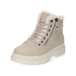 Schnürstiefelette Tom Tailor "Tom Tailor Stiefelette Lederimitat/Textil", Damen, Gr. 37, beige (cream), Lederimitat, Textil, Schuhe