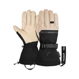 Skihandschuhe Reusch "Duality R-WOOL", Damen, Gr. 10, beige, schwarz, 70% Polyester, 30% Rindsleder, unifarben, Handschuhe, mit winddichter, atmungsaktiver Funktion