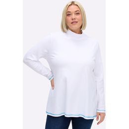 Rollkragenshirt sheego "Rollkragen-Shirt", Damen, Gr. 48/50, ecru, topas, 95% Baumwolle, 5% Elasthan, unifarben, Shirts